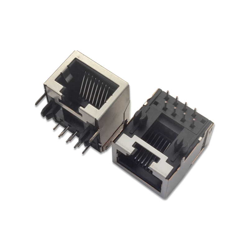RJ45 90°DIP 体长18（带屏蔽壳）高12-RJ45-网络插座-产品中心-华宇创